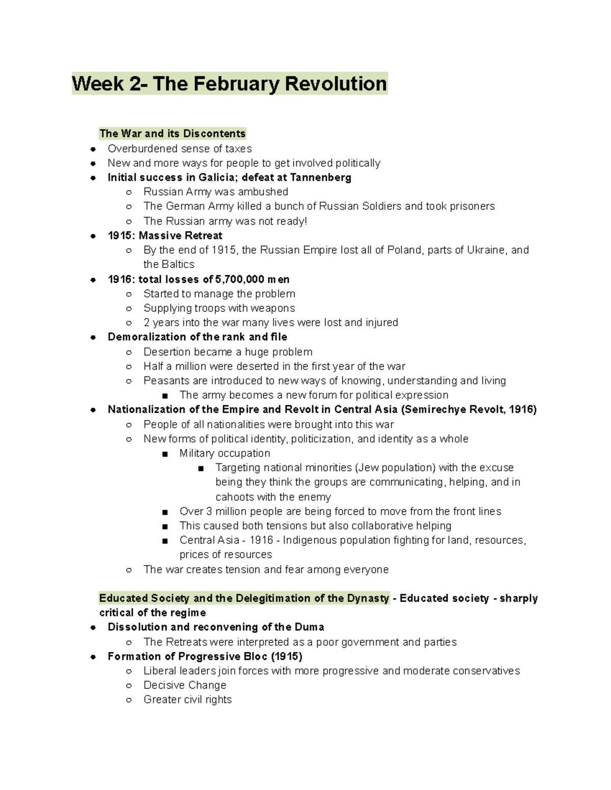 Week 2- The February Revolution - 23 Women's demonstration and bread ...