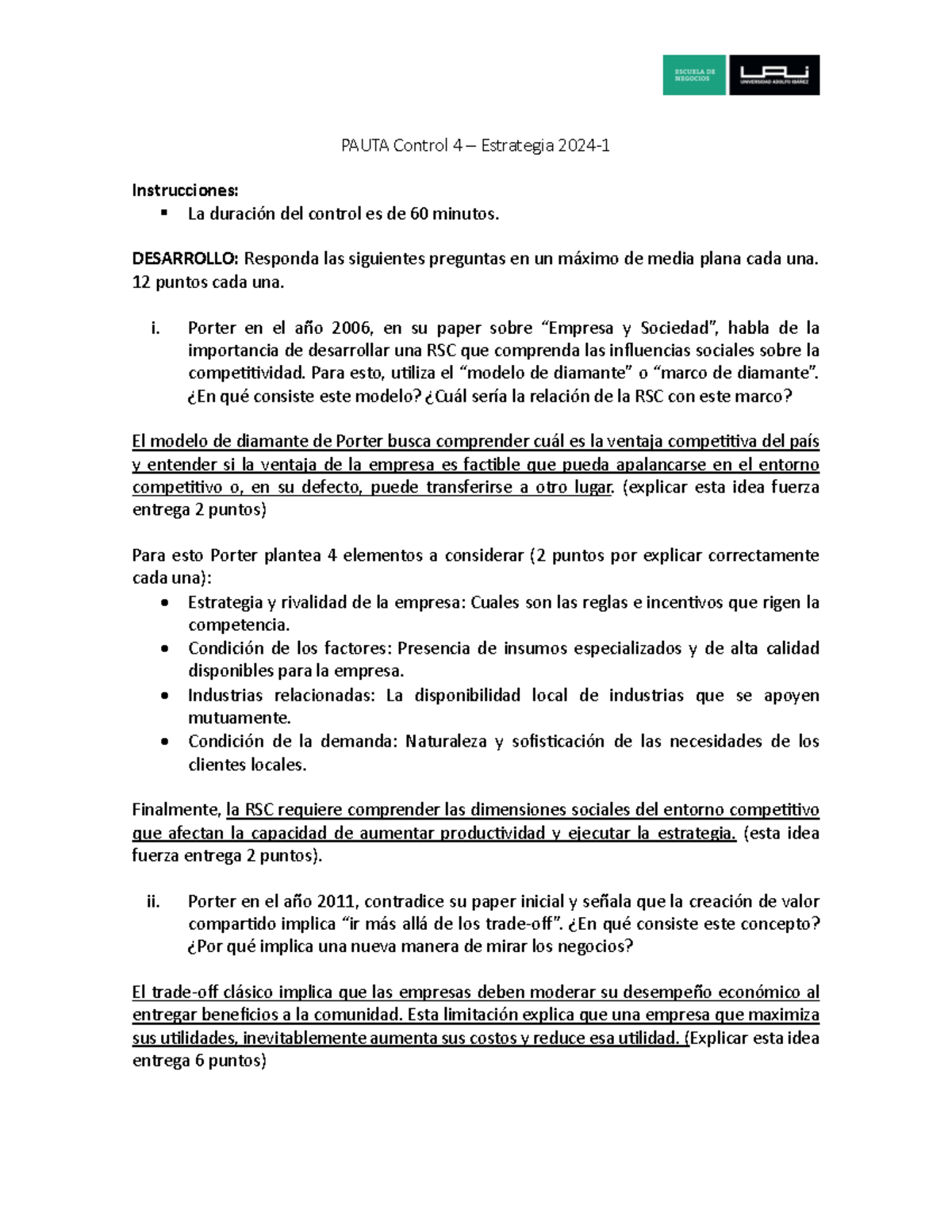 Pauta Control 4 Estrategia 2024-1 EMG - PAUTA Control 4 – Estrategia 2024 - 1 Instrucciones ...