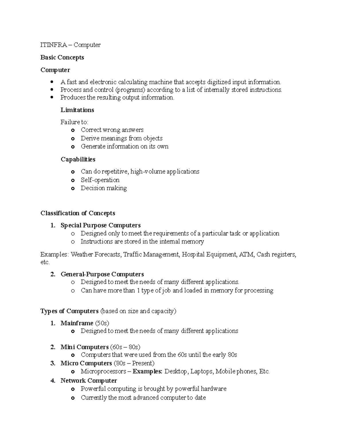 Itinfra-Computer - Includes different types of classifications, types ...