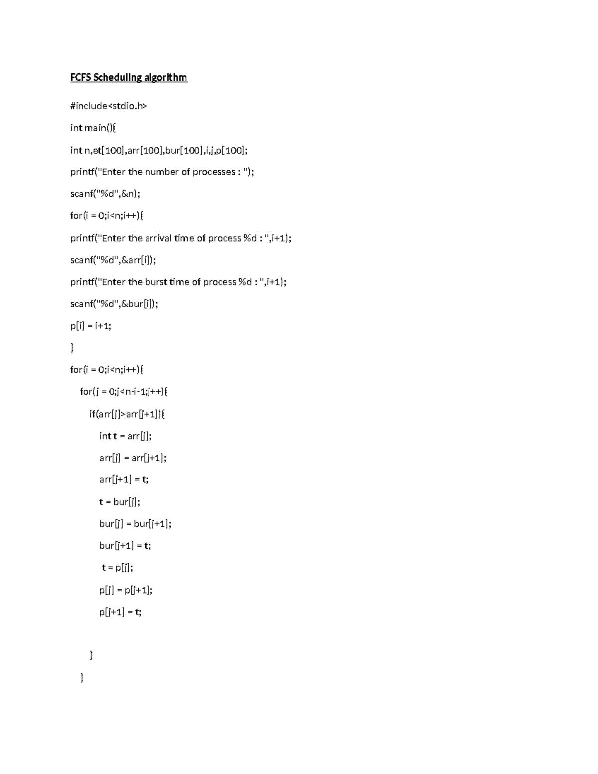 Os prog - MOT Glossary - FCFS Scheduling algorithm #include int main ...