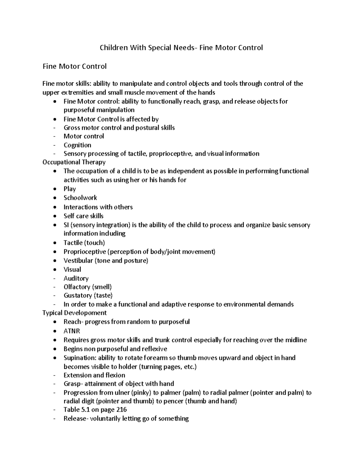 Children with Special Needs- Fine Motor Control - ) - Extension and ...