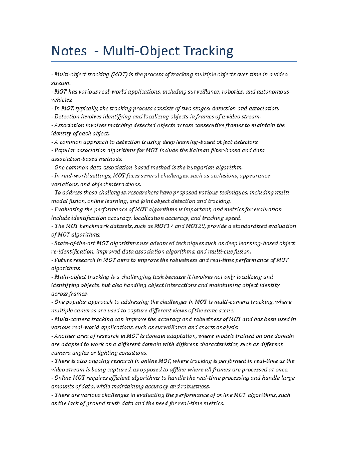 Lecture Notes Multi Object Tracking Notes Multi Object Tracking 1321