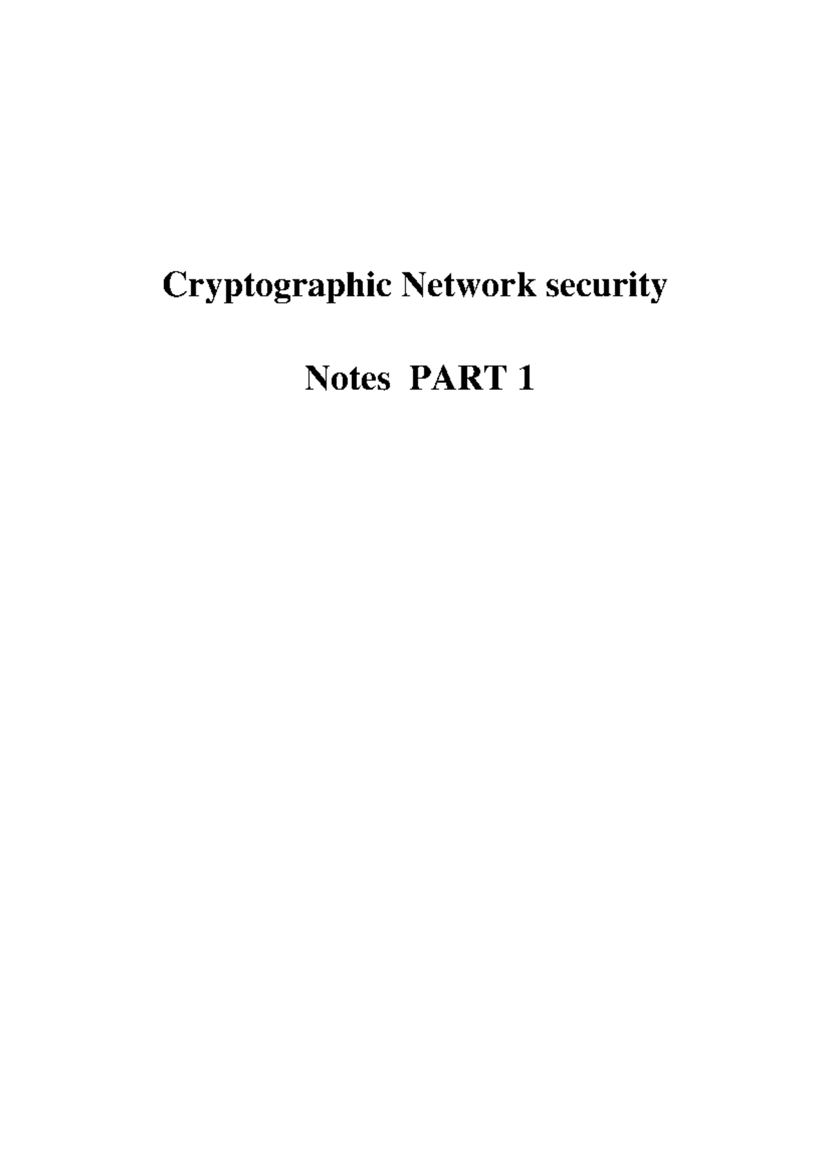 Cryptographic Network security Notes Part 1 - Cryptographic Network ...