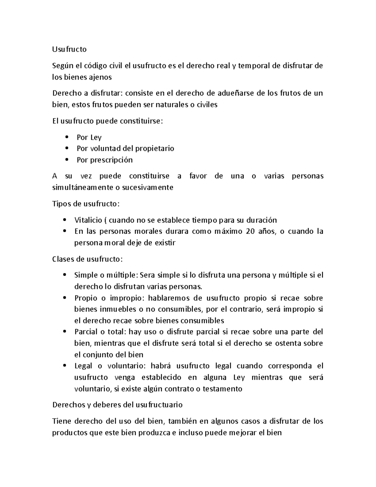Ensayo Usufructo - Usufructo Según el código civil el usufructo es el ...