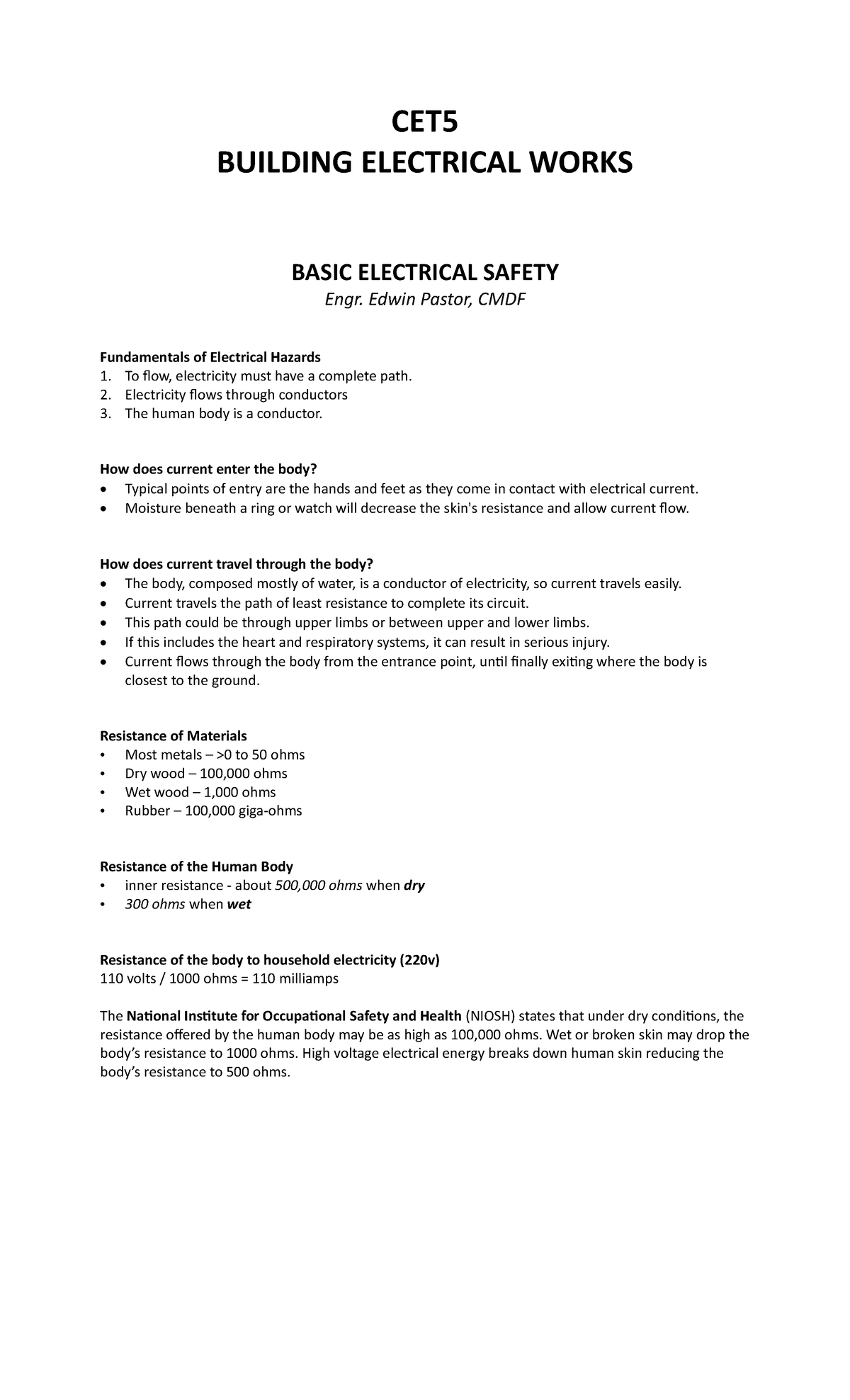 CET5 Reviewer - Building Electrical Works - CET BUILDING ELECTRICAL ...