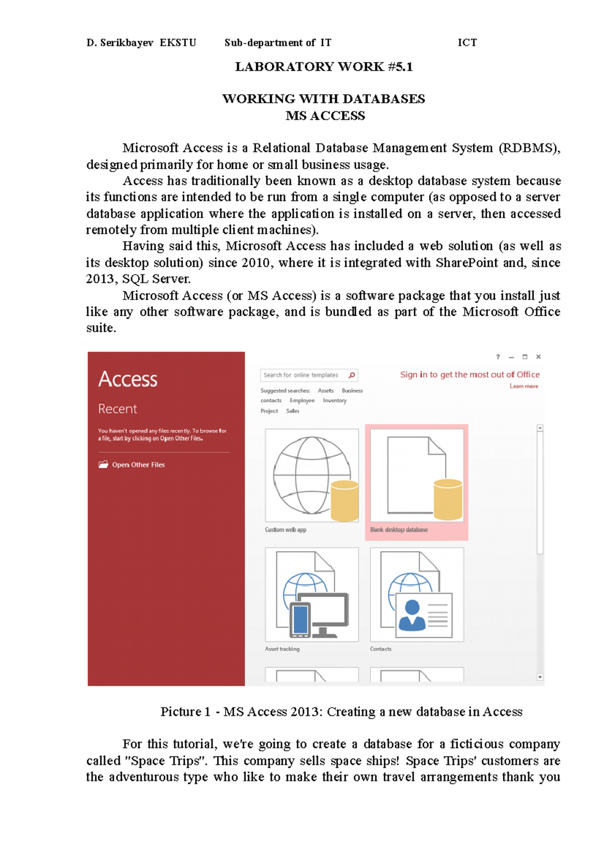 1+LW+#5+(MS+ Access) - khvb - LABORATORY WORK #5. WORKING WITH DATABASES MS ACCESS Microsoft ...