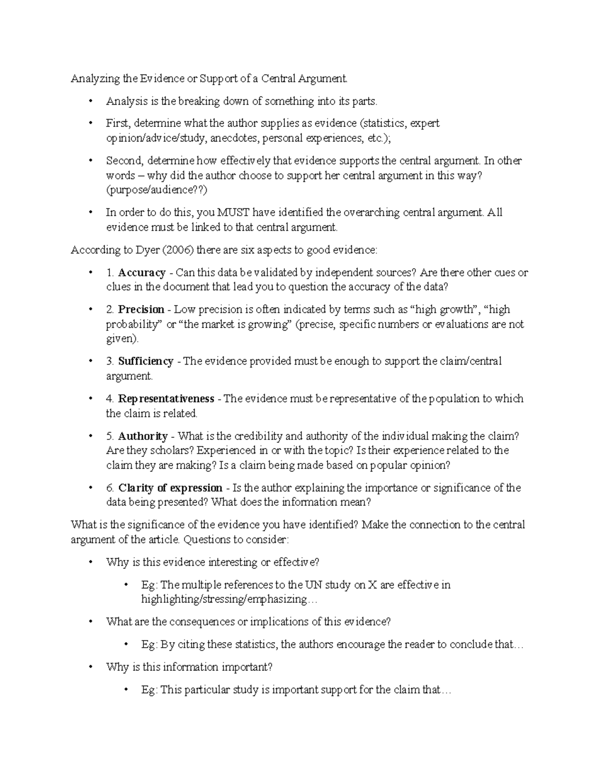 Analyzing evidence and writing up an analysis - Analyzing the Evidence ...