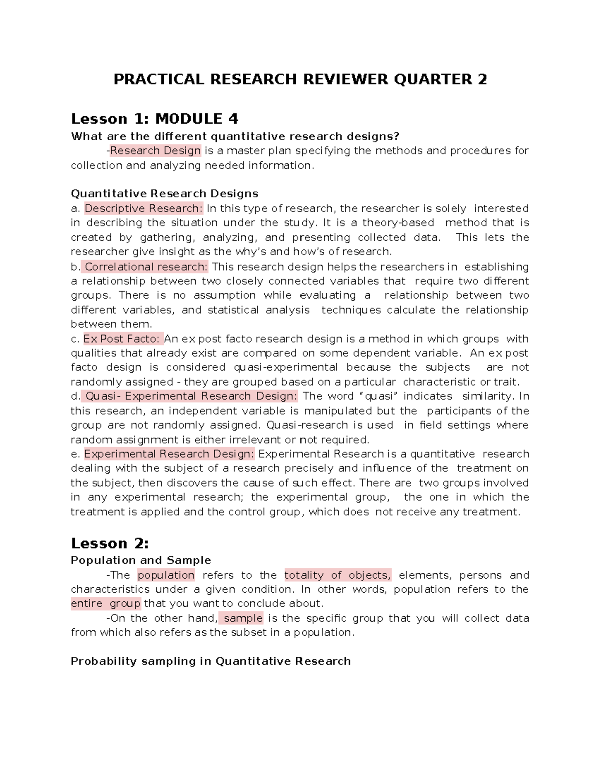 Practical Research Reviewer Quarter 2yg - PRACTICAL RESEARCH REVIEWER ...