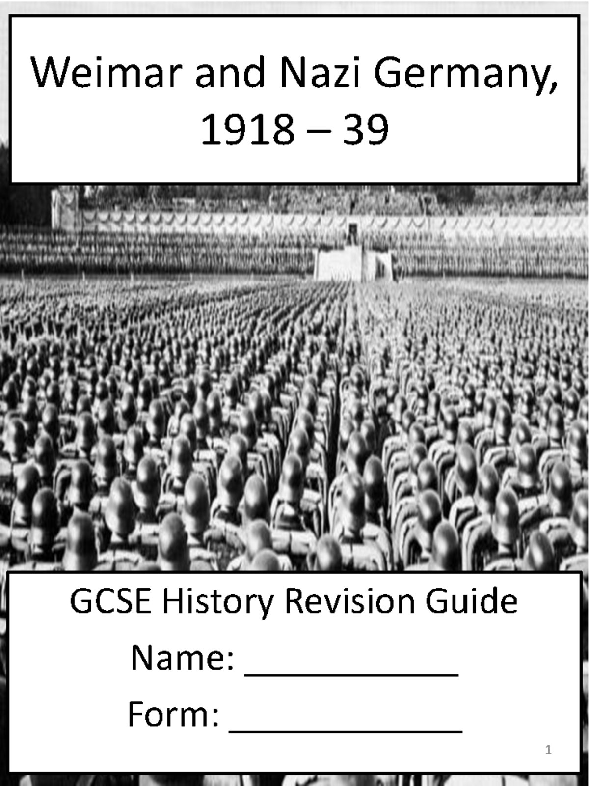Weimar and nazi germany revision booklet - Weimar and Nazi Germany ...