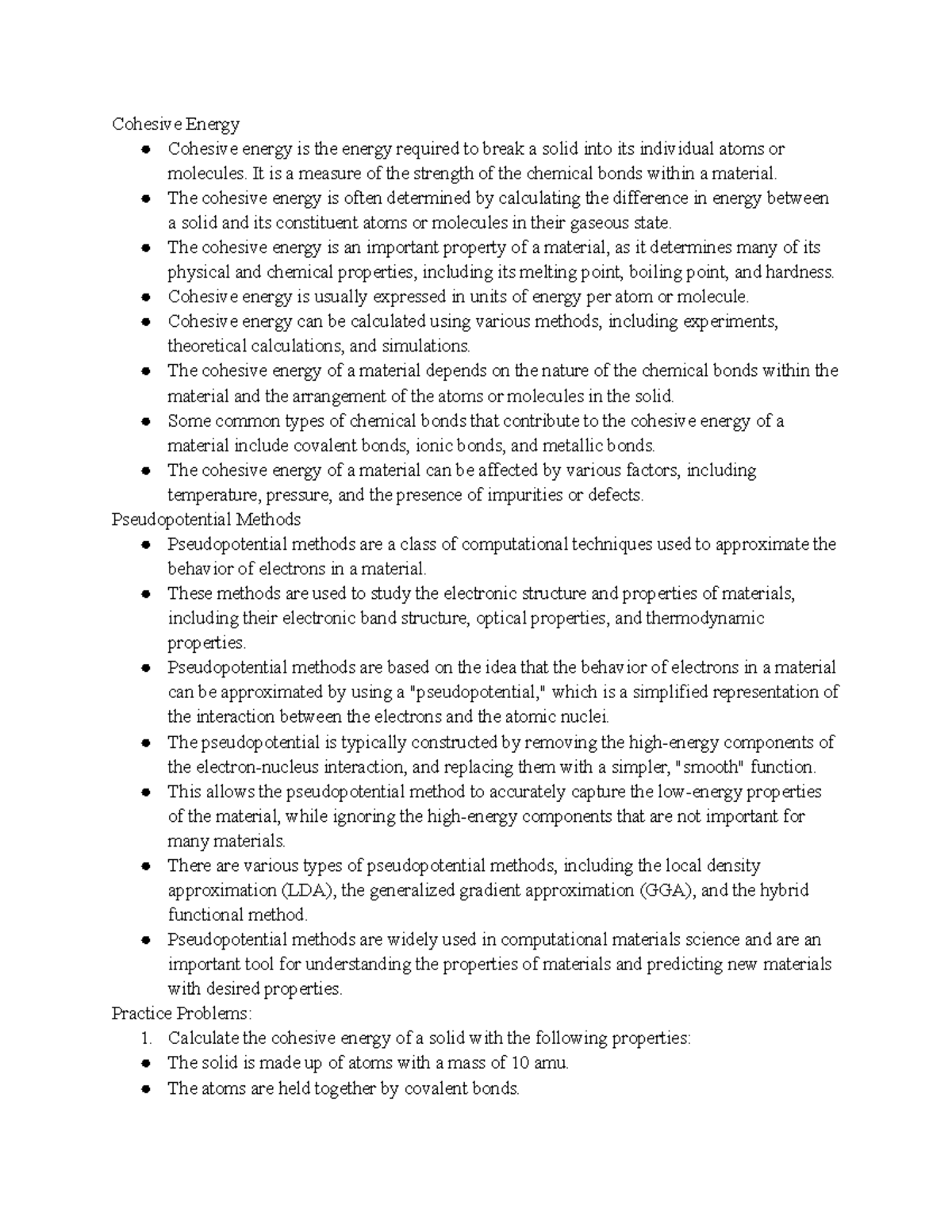 Chapter 17.1 Notes - Cohesive Energy Cohesive energy is the energy ...