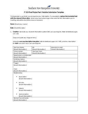 IT 315 Module Three Discussion Solution Submission Complete - To complete it, replace the ...