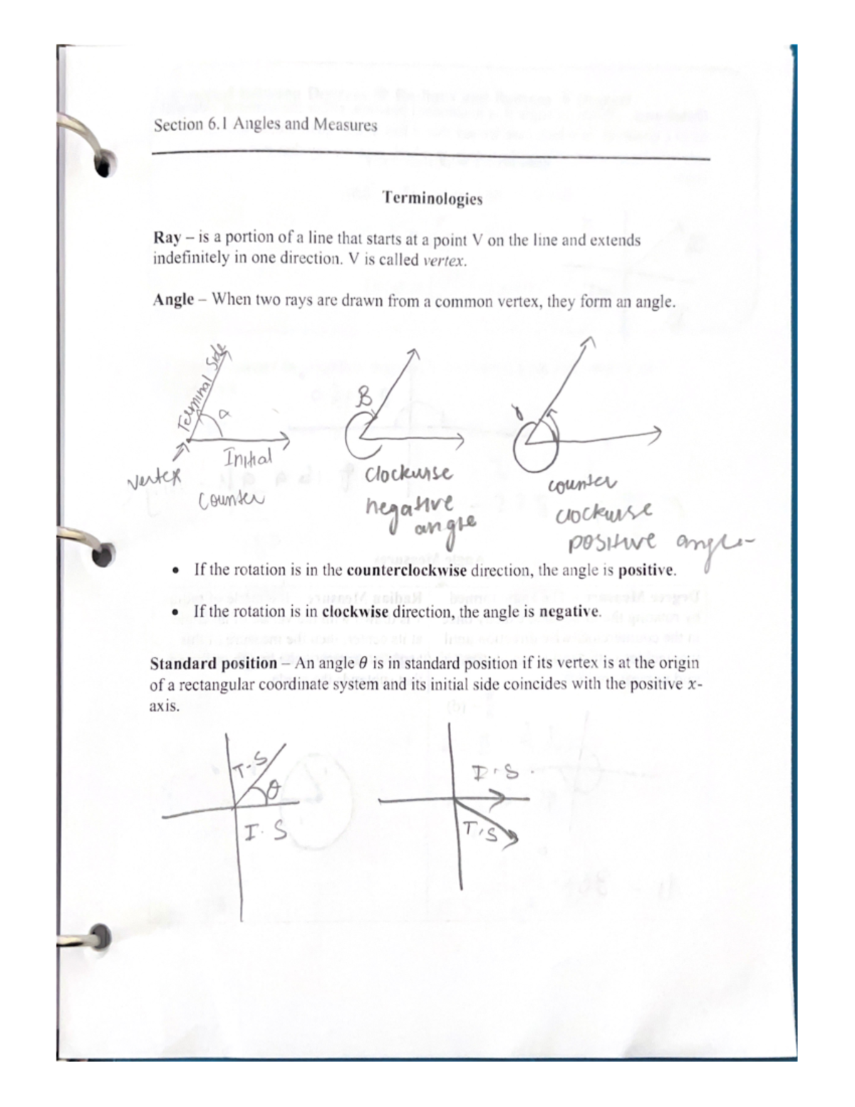 Section 6.1 Angles and Measures - MATH 2417 - Studocu