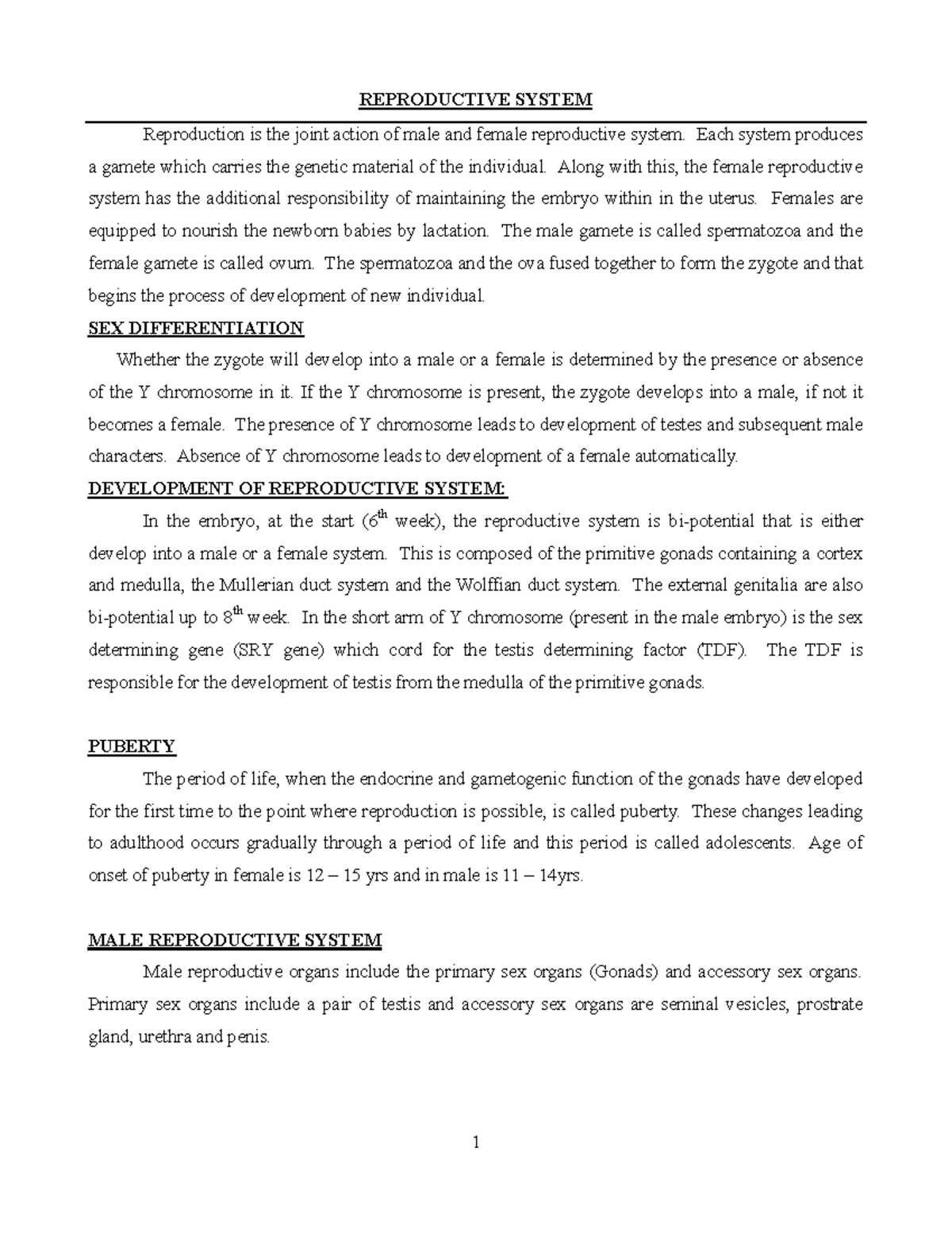 Physiology - Reproductive system - REPRODUCTIVE SYSTEM Reproduction is ...