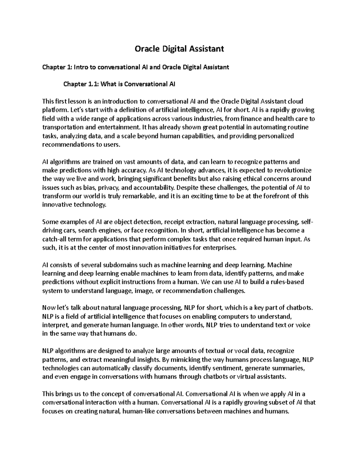 Oracle Digital Assistant - Let's start with a definition of artificial ...