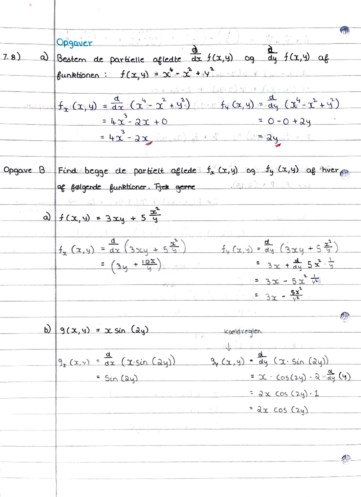 Partielle afledede og tangentplan opgave - .... ####### · .i_ e:e_ d ...
