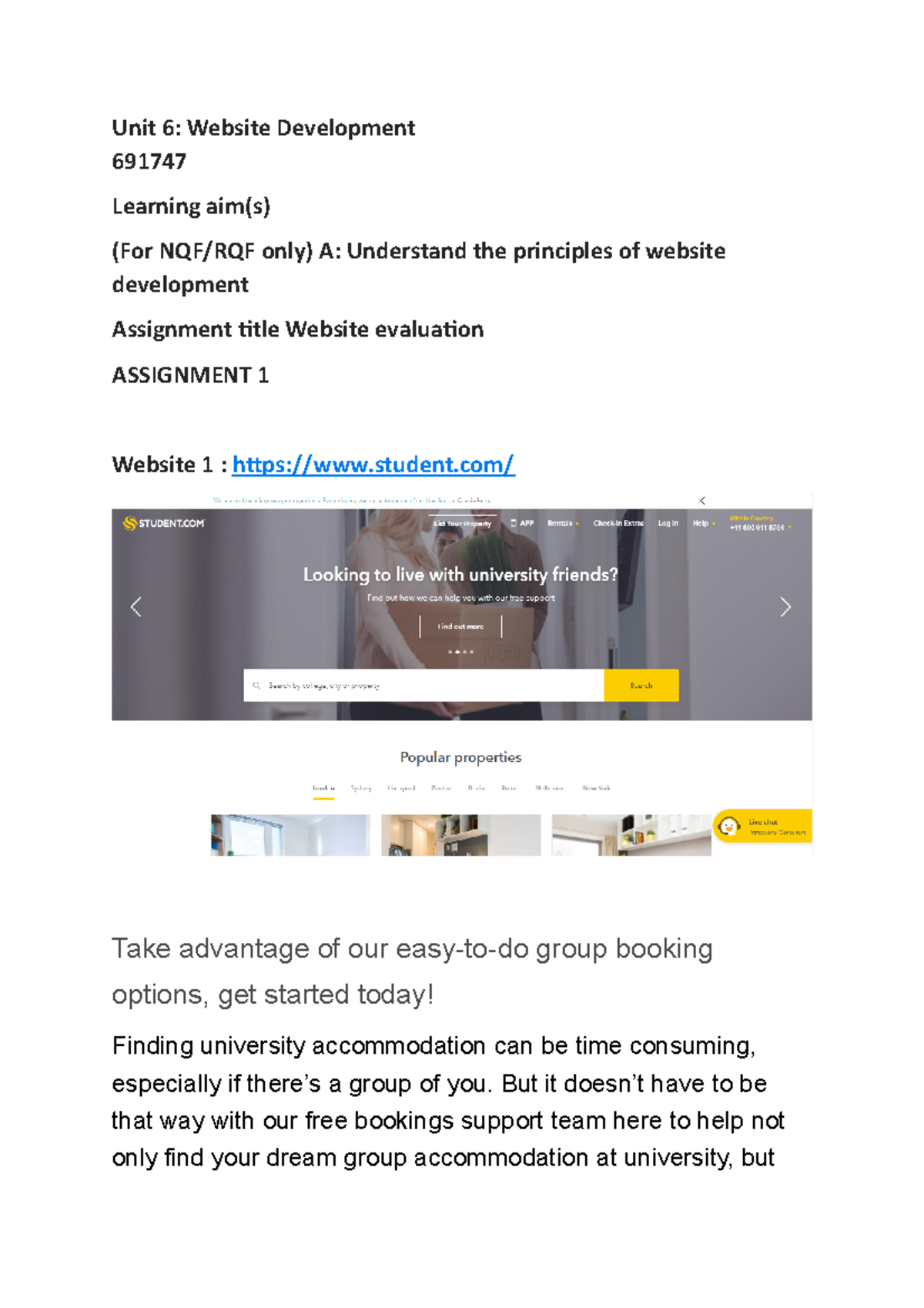 Unit 6 - need - Unit 6: Website Development 691747 Learning aim(s) (For NQF/RQF only) A ...