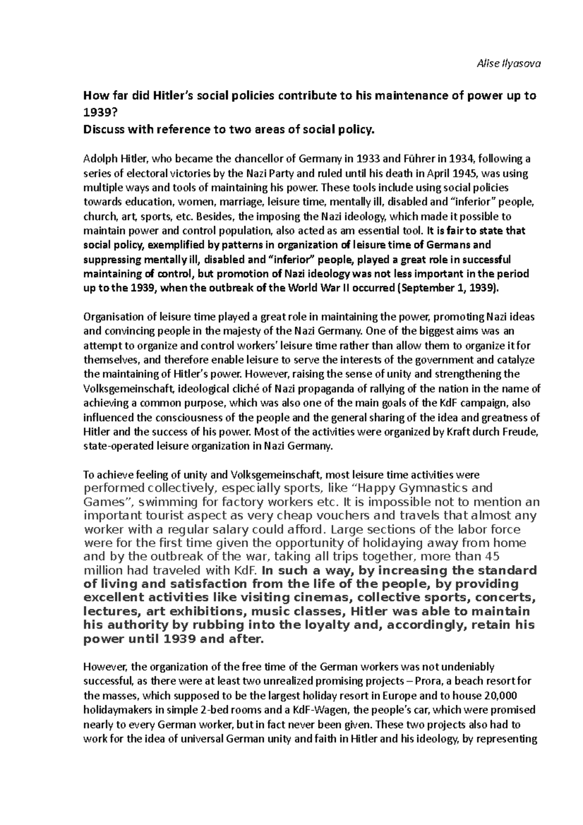 How far did Hitler’s social policies contribute to his maintenance of ...