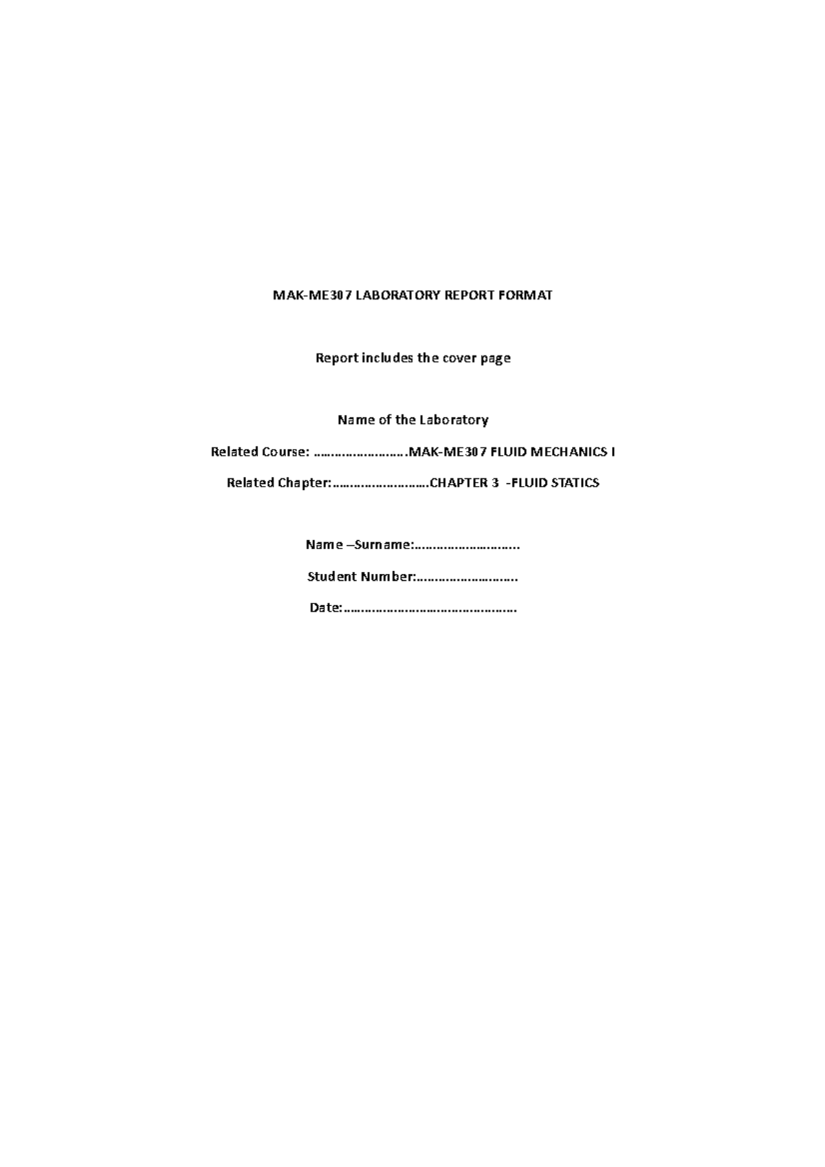 MAK-ME307 LAB procedure-2022[11091 ] - MAK-ME307 LABORATORY REPORT ...