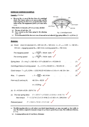 Worked Examples 1 - Mechanical engineering design 3 third year notes ...