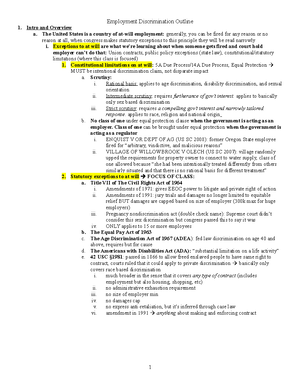 Employment Discrimination Outline 2022 - Foreman - Grade Received: A ...