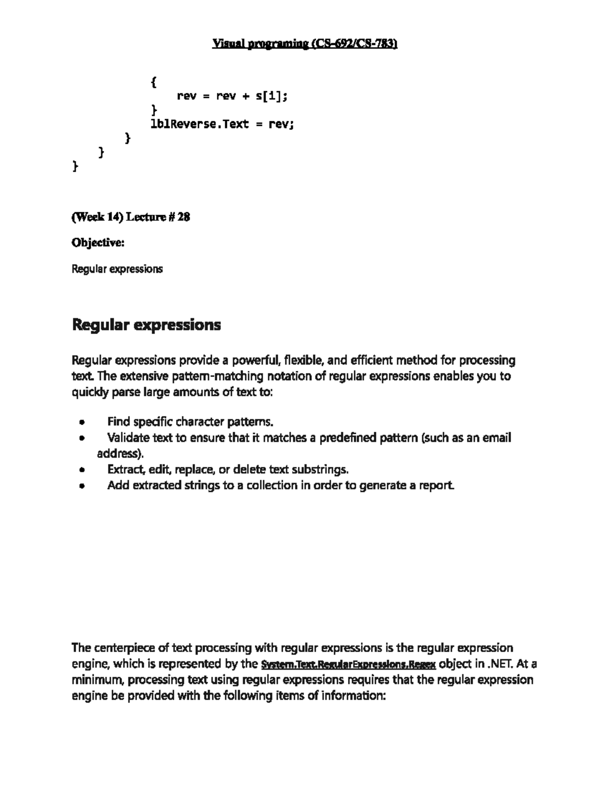 Regex - theory of computation - Studocu