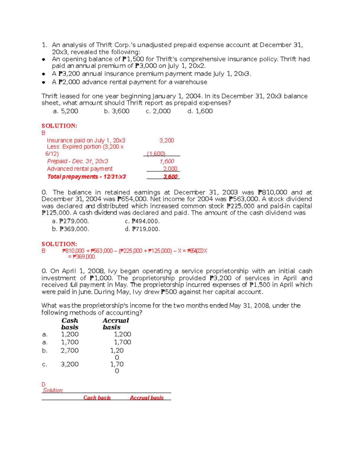 All-in-all - Fugf - An analysis of Thrift Corp.’s unadjusted prepaid ...