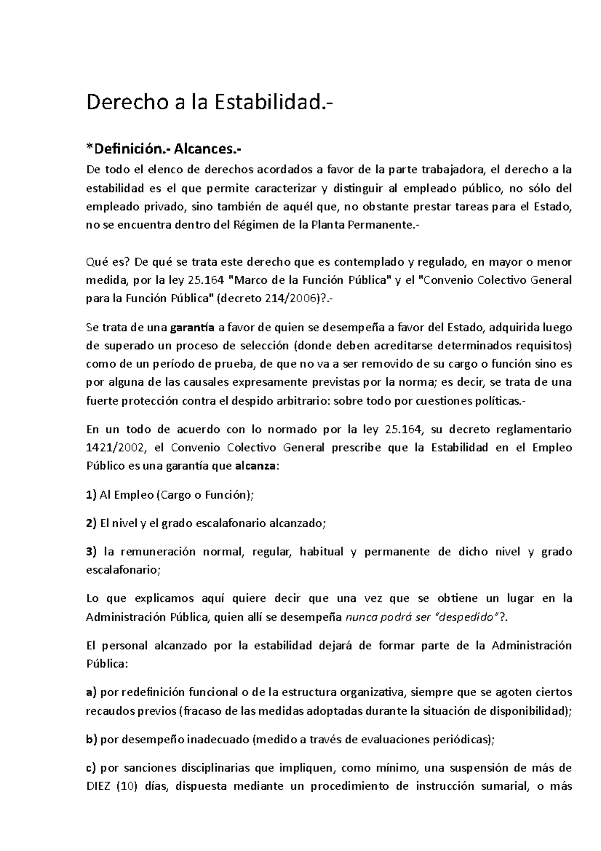 03 - Unidad 3 - Estabilidad - Derecho a la Estabilidad.- *Definición ...