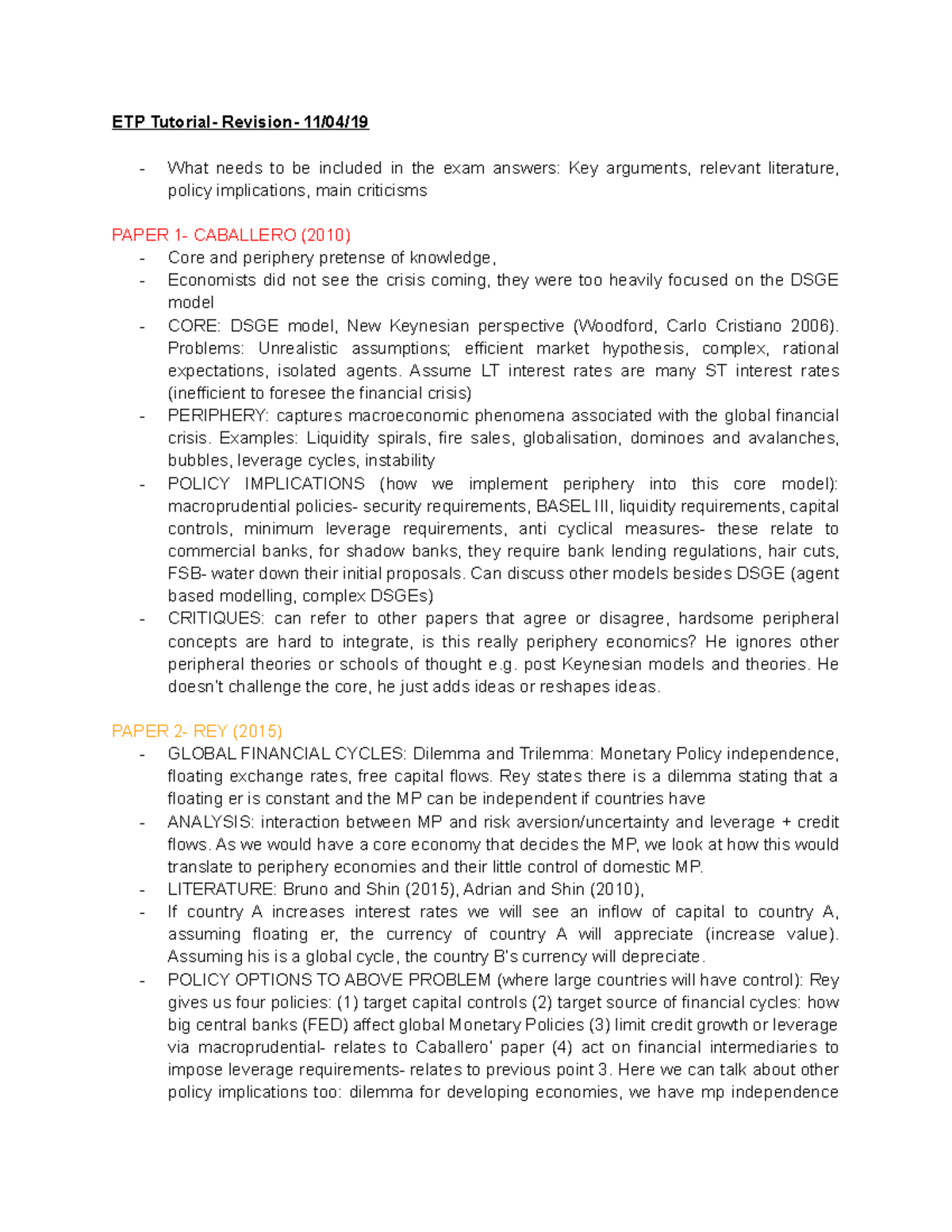 ETP Tutorial- Revision - ETP What needs to be included in the exam ...