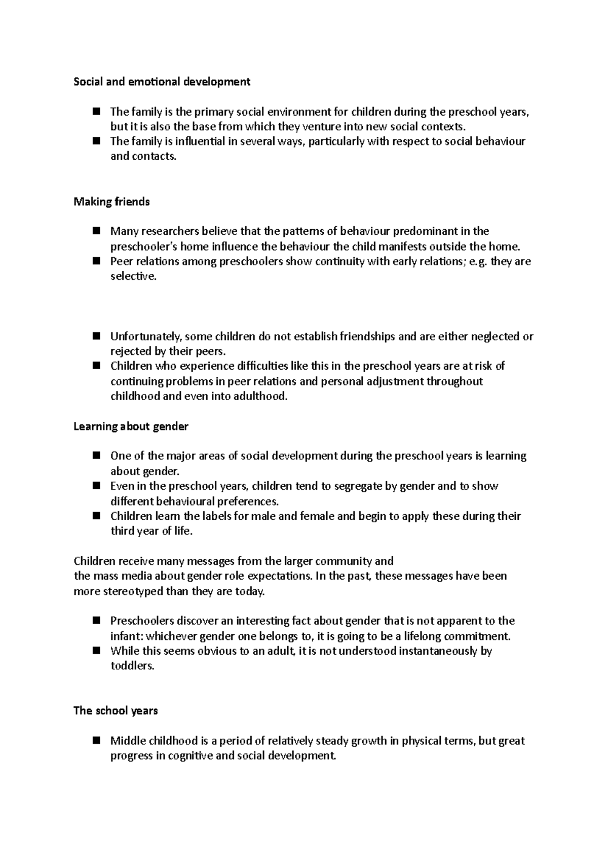 71 - psychology lecture notes - Social and emotional development n The ...