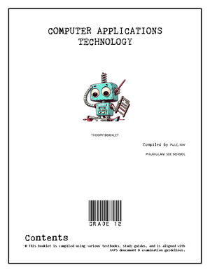 Grade 10 CAT ATP 2023 - 2023 Annual Teaching Plan – Term 1: COMPUTER ...