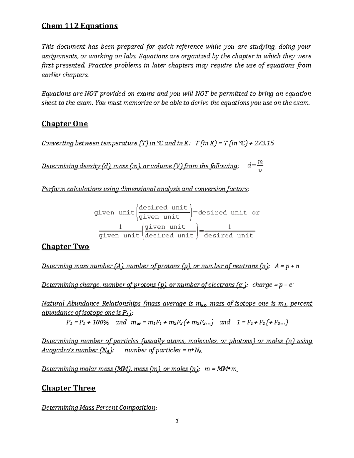 Chem 112 Equation Sheet-1 - Chem 112 Equations This document has been prepared for quick ...