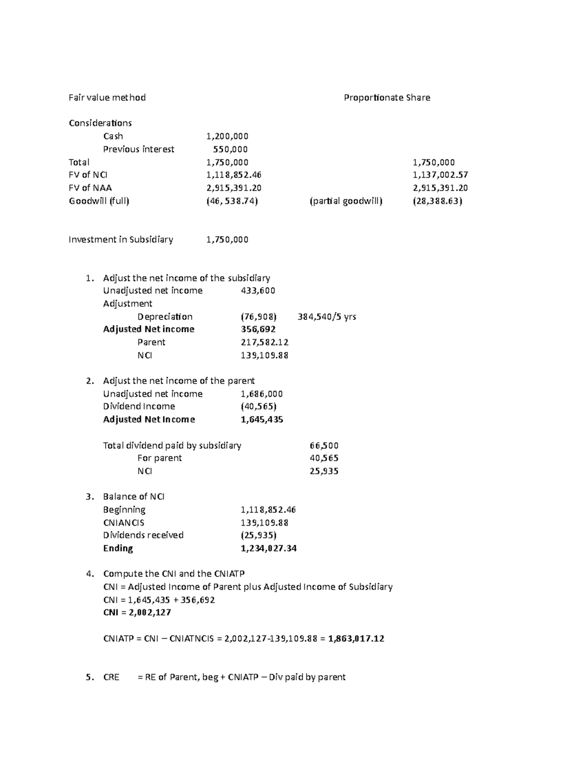 Activity ON Acctng - accounting 6 - Fair value method Proportionate ...