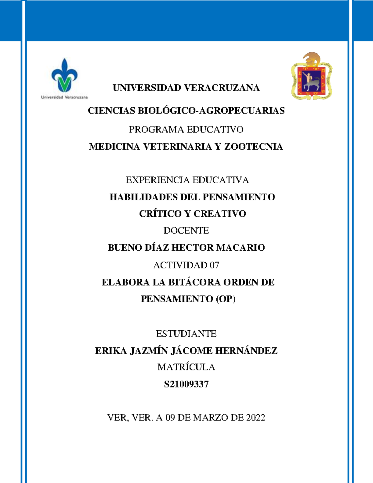 Actividad 07 - Elaborar la Bitácora Orden de Pensamiento (OP ...