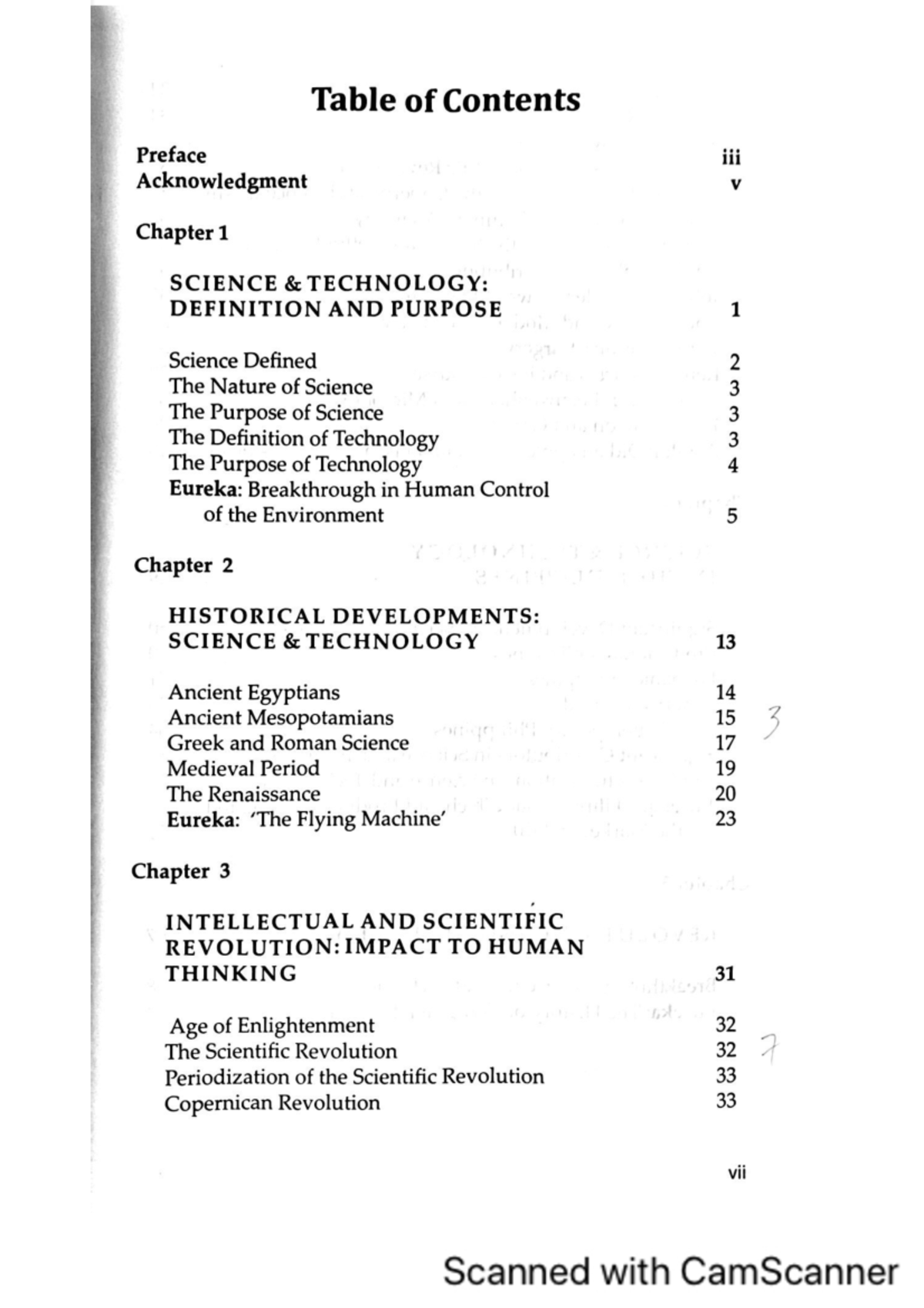 STS - Table of Contents Preface Acknowledgment V Chapter 1 SCIENCE ...