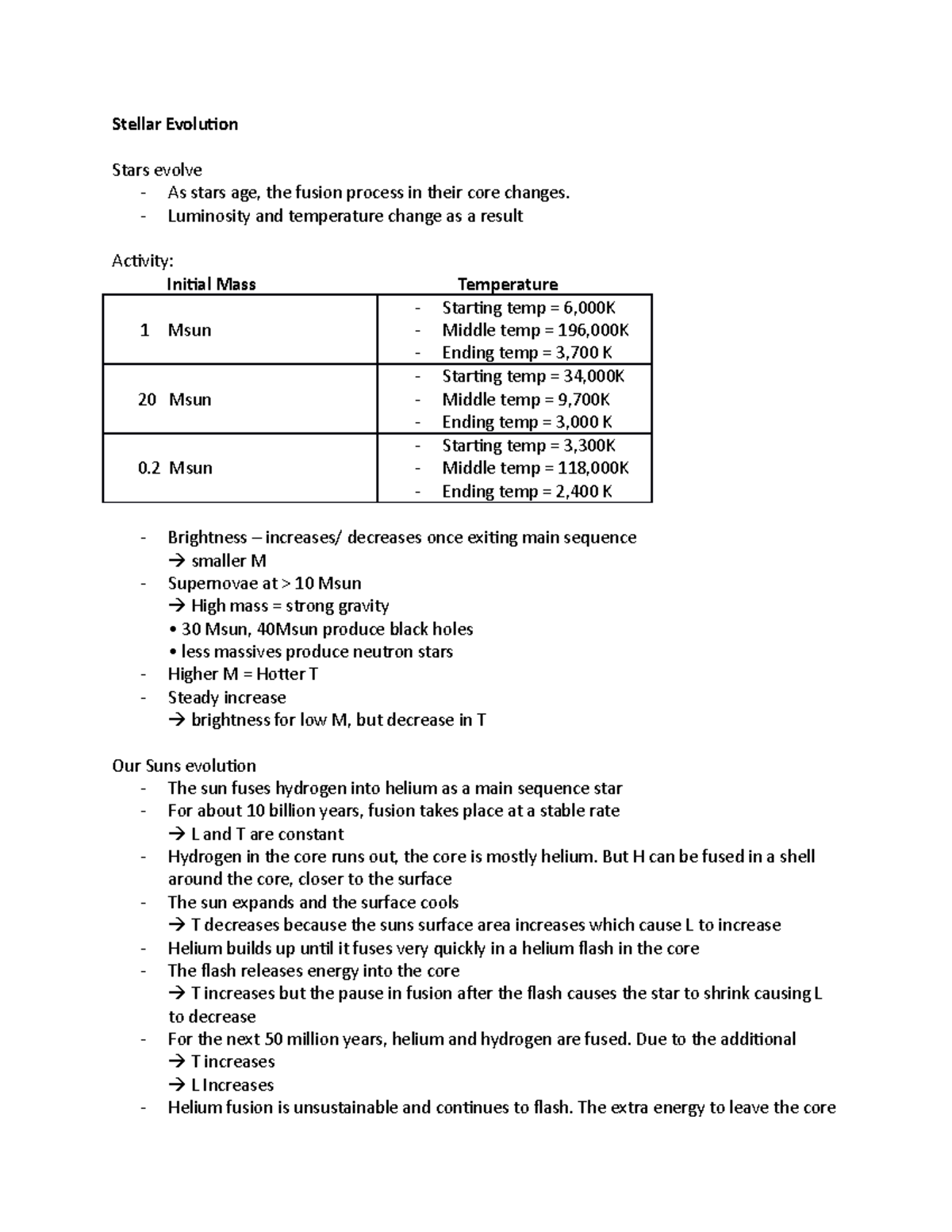 SCI-1000 (20) - Eric Raymer - Stellar Evolution Stars evolve - As stars ...