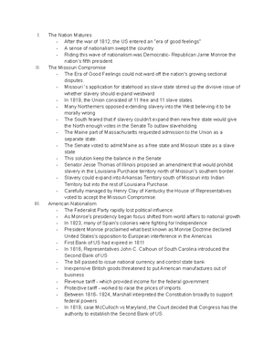 US History - Chapter 2 Set 3 Note - I. The Union Dissolves - In 1859 ...