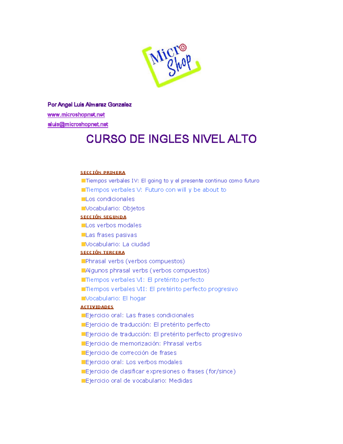 Libro 5 PDF Inglés avanzado - Por Angel Luis Almaraz Gonzalez microshopnet aluis@microshopnet ...