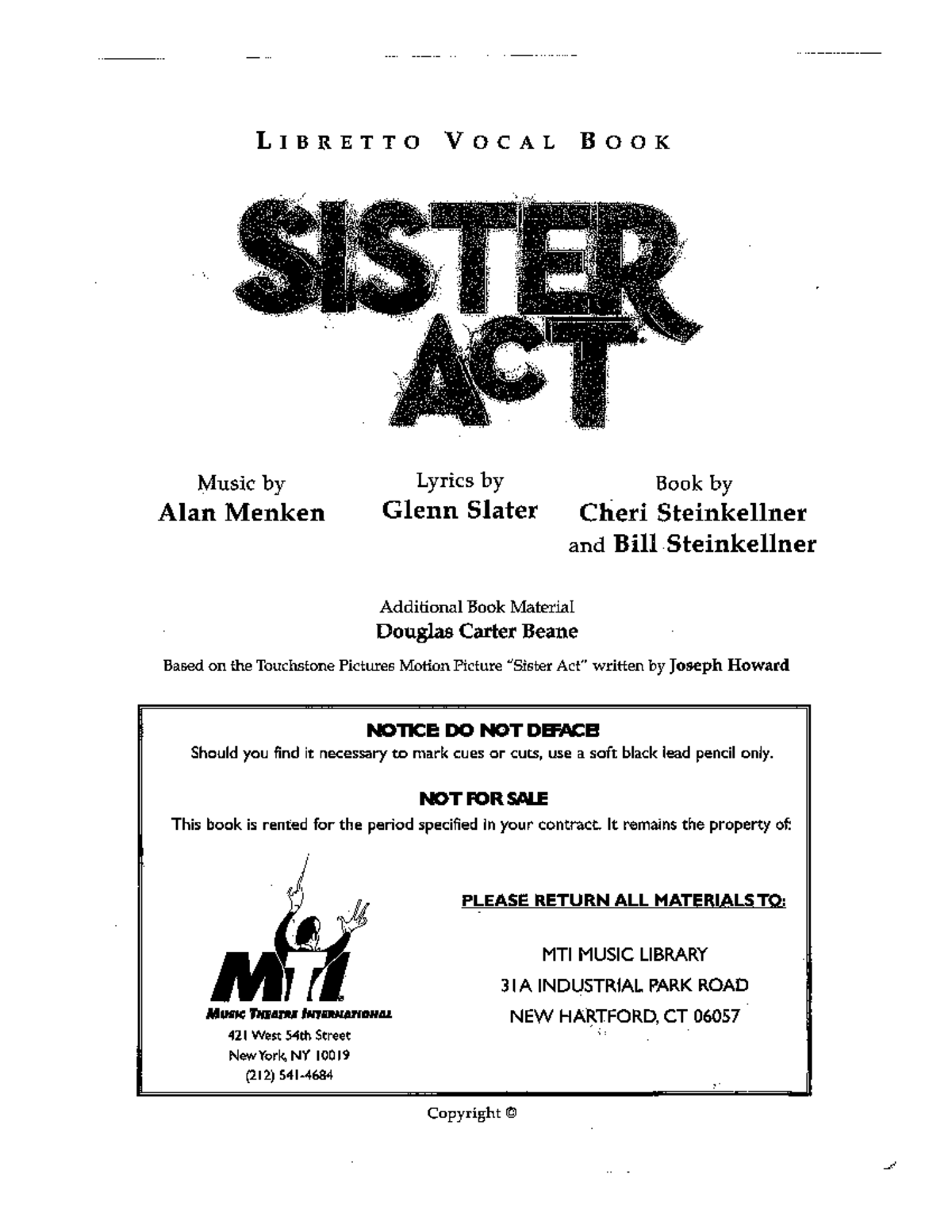 Sister Act - heiuodg - LIBRETTO VOCAL BOOK SISTER Music Lyrics Book ...
