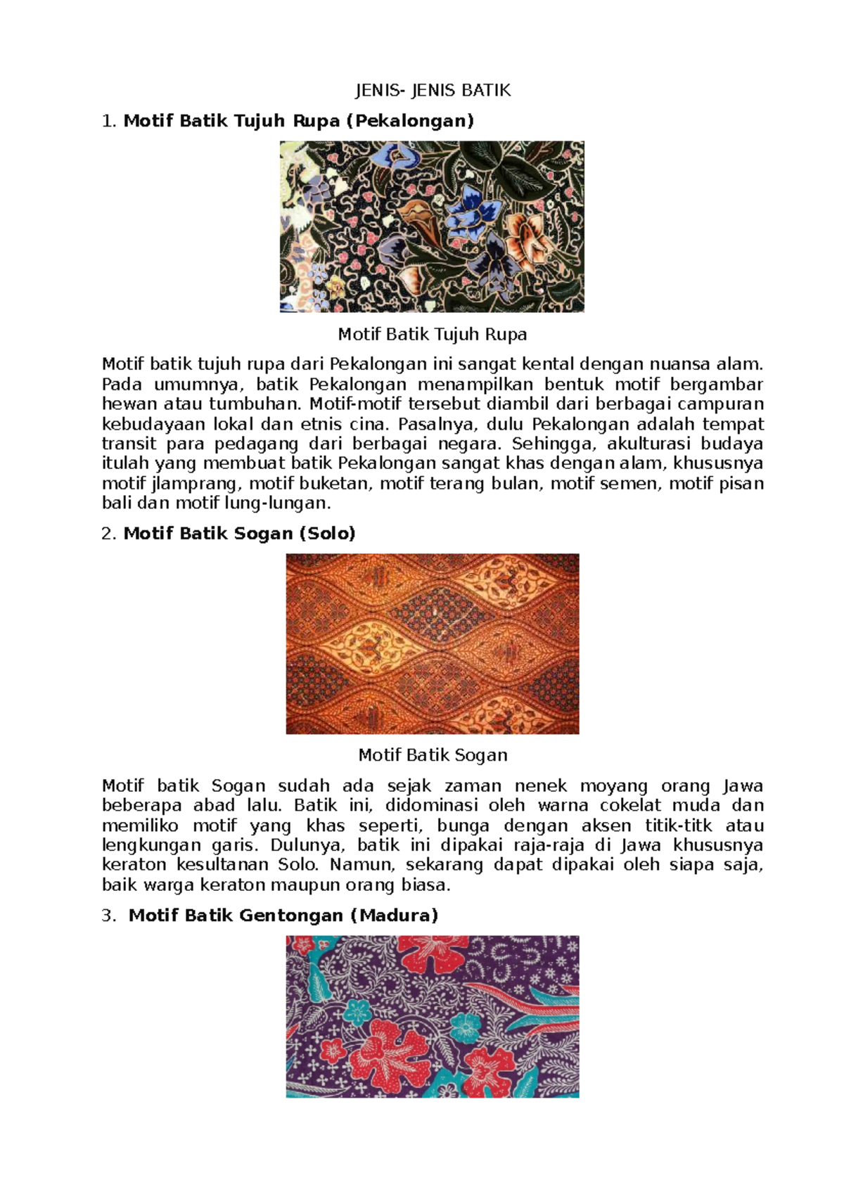 Jenis batik kliping - tugas2 - JENIS- JENIS BATIK Motif Batik Tujuh ...