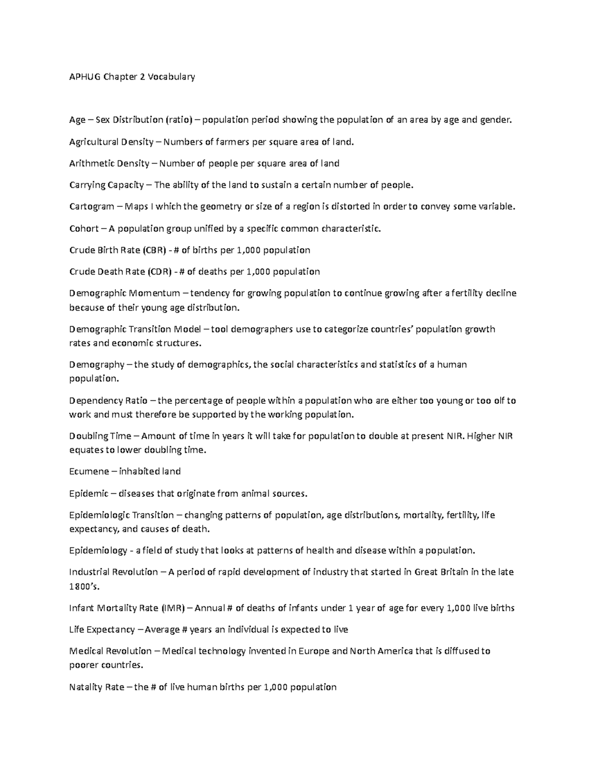 Aphug Chapter 2 Vocabulary - APHUG Chapter 2 Vocabulary Age – Sex ...