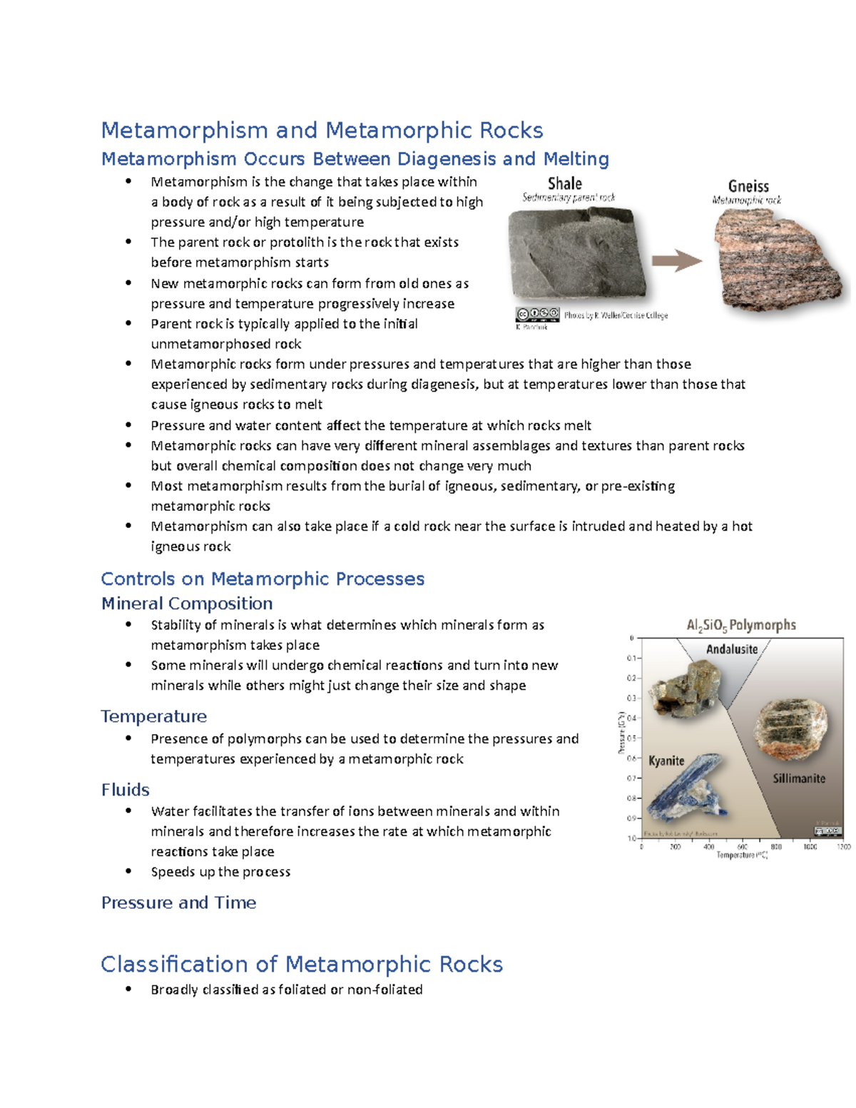 Metamorphism and Metamorphic Rocks - Studocu
