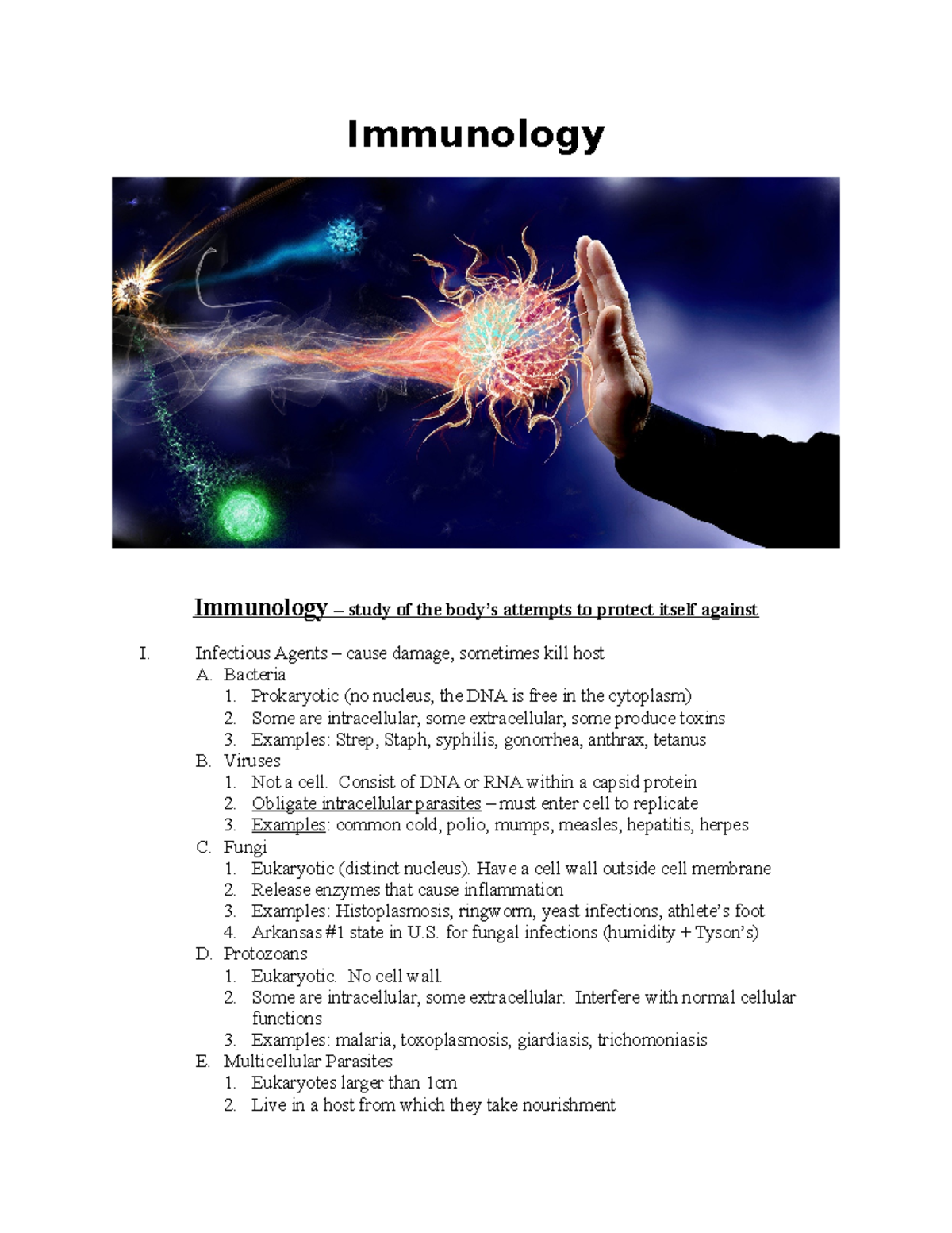 3a. Immunology - introduction - Immunology Immunology – study of the ...