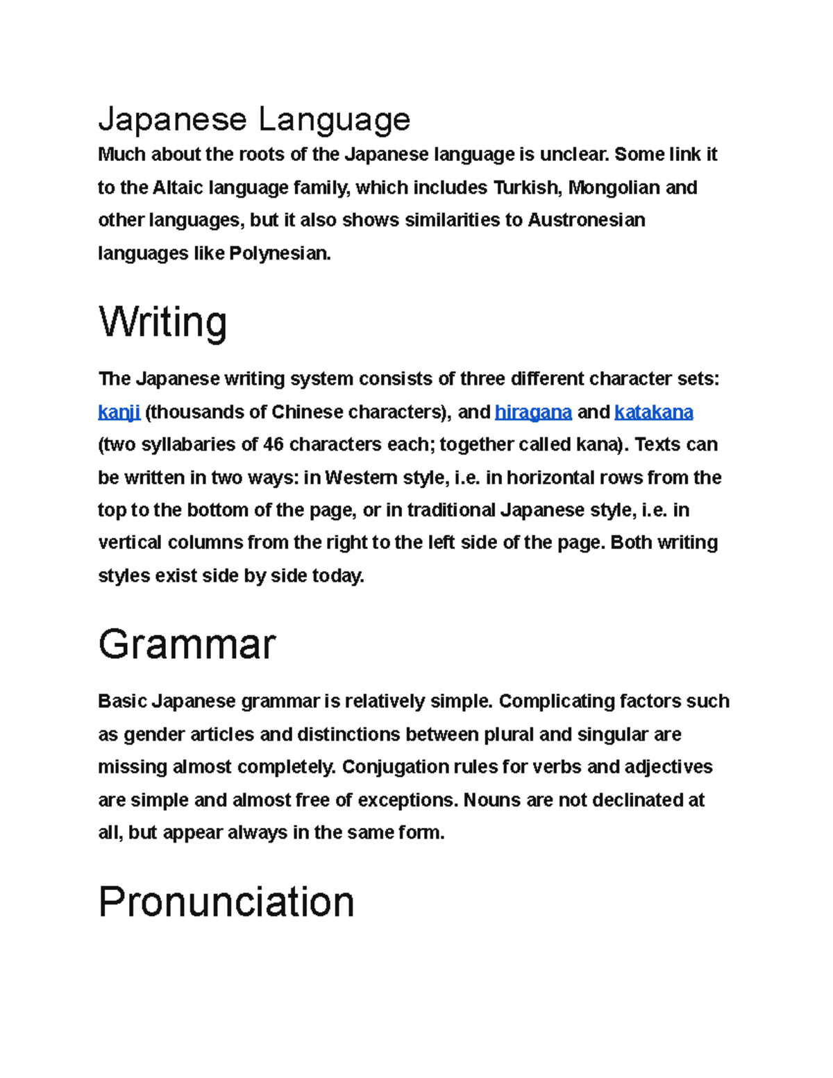 Japanese 2 - notes - Japanese Language Much about the roots of the ...