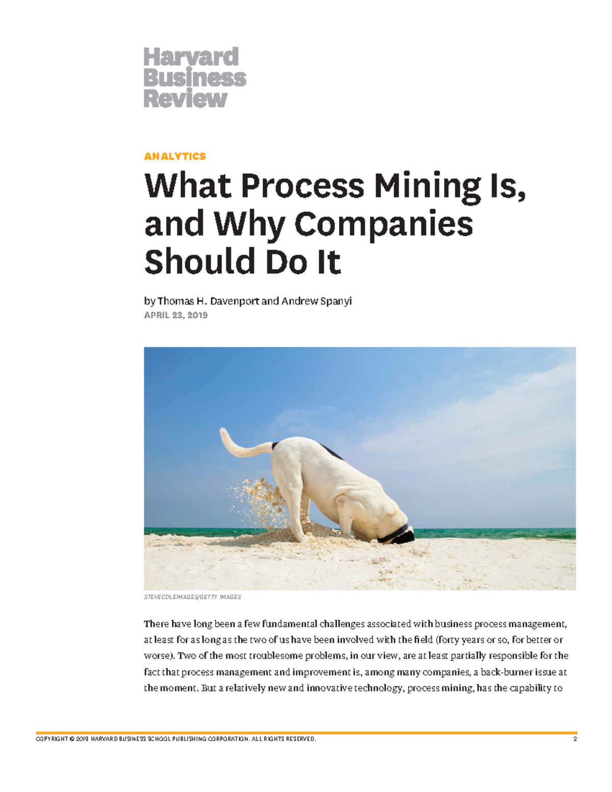 Erp5 - Article summary - ANALYTICS What Process Mining Is, and Why ...