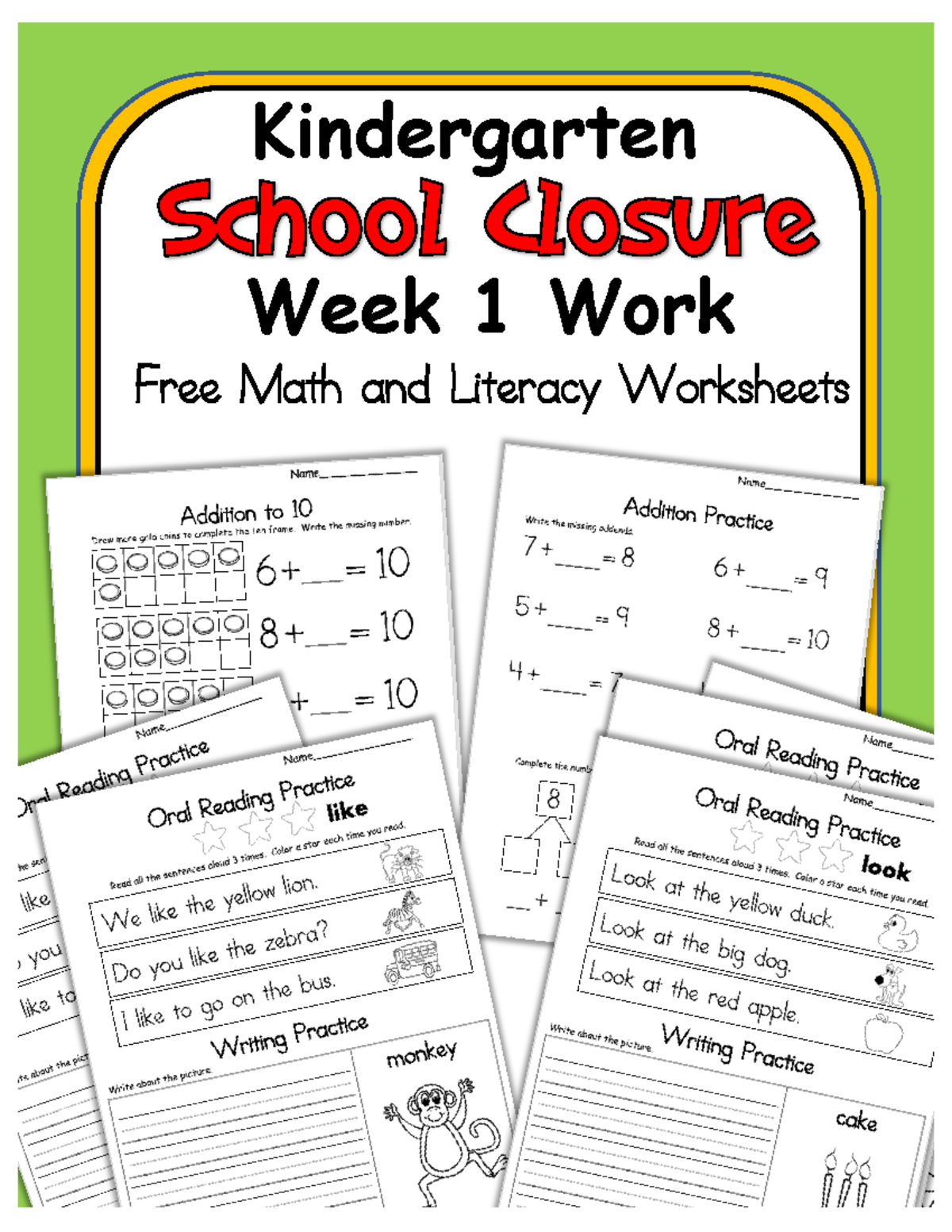 Week 1 (Practice Sheet) - Week 1 Work Kindergarten Free Math and ...