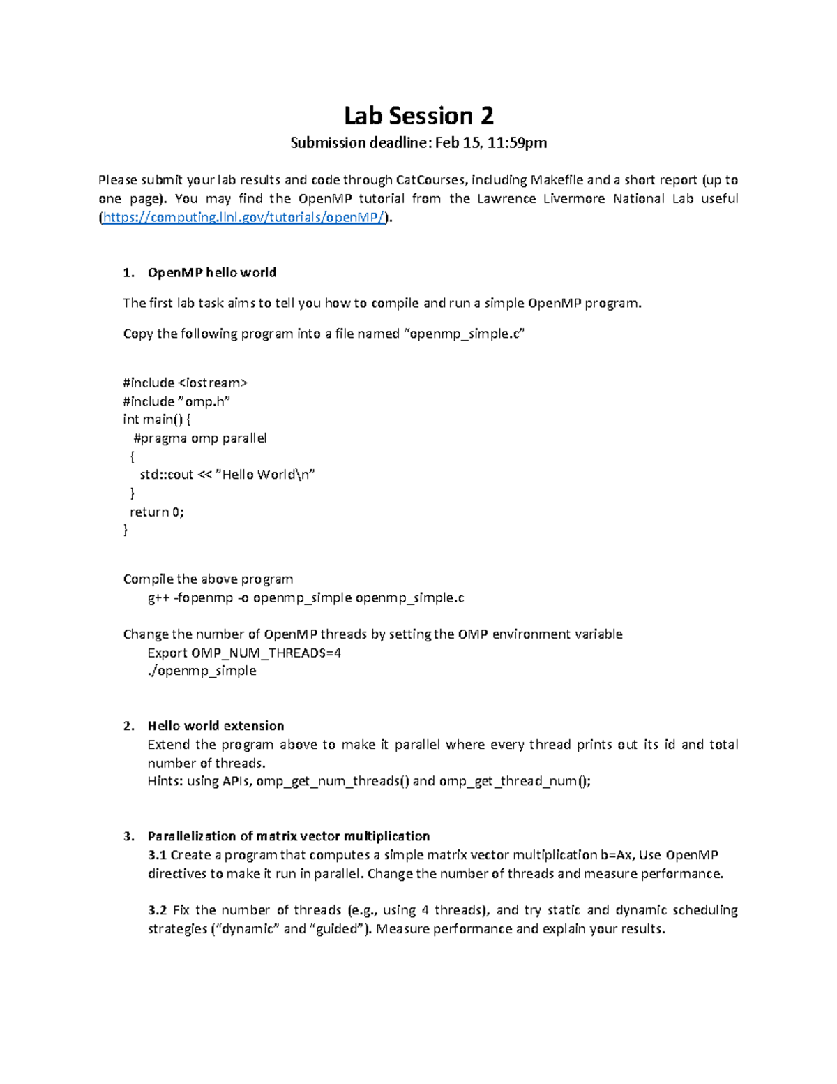 Lab2 Open MP - Professor Dong Li - Lab Session 2 Submission deadline ...
