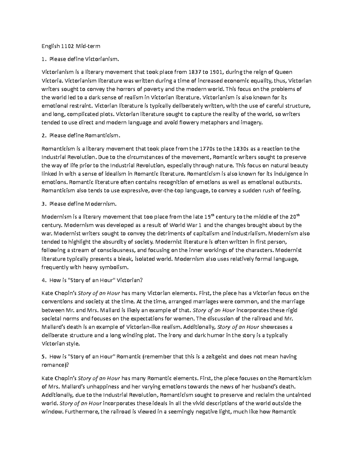 English 1102 Mid-Term - ENC 1102 Mid-Term Example - English 1102 Mid ...