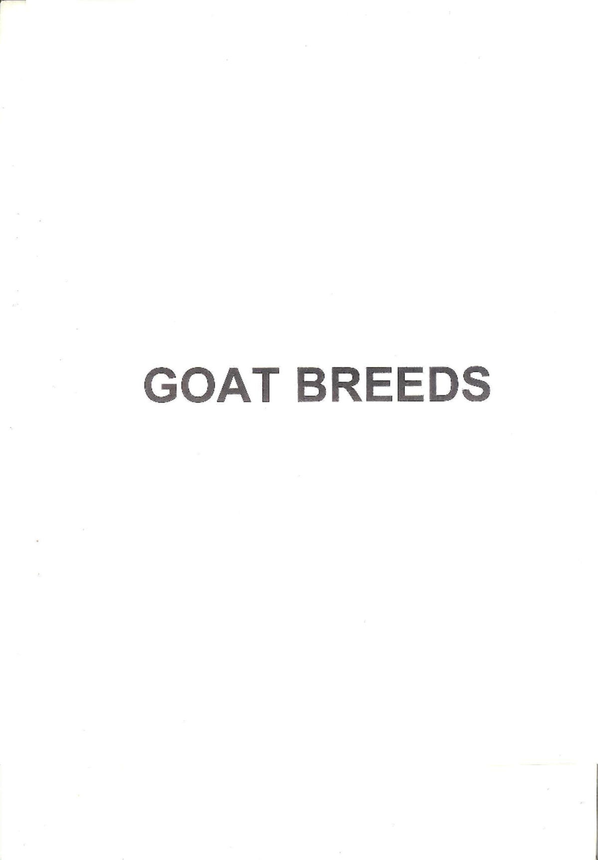 Goat - Breeds of goats - Fundamentals of livestock production - Studocu