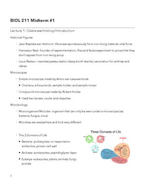 Bio-211 Exam #1 Notes - Chapter 3: Microscopy Light microscopy: the use ...