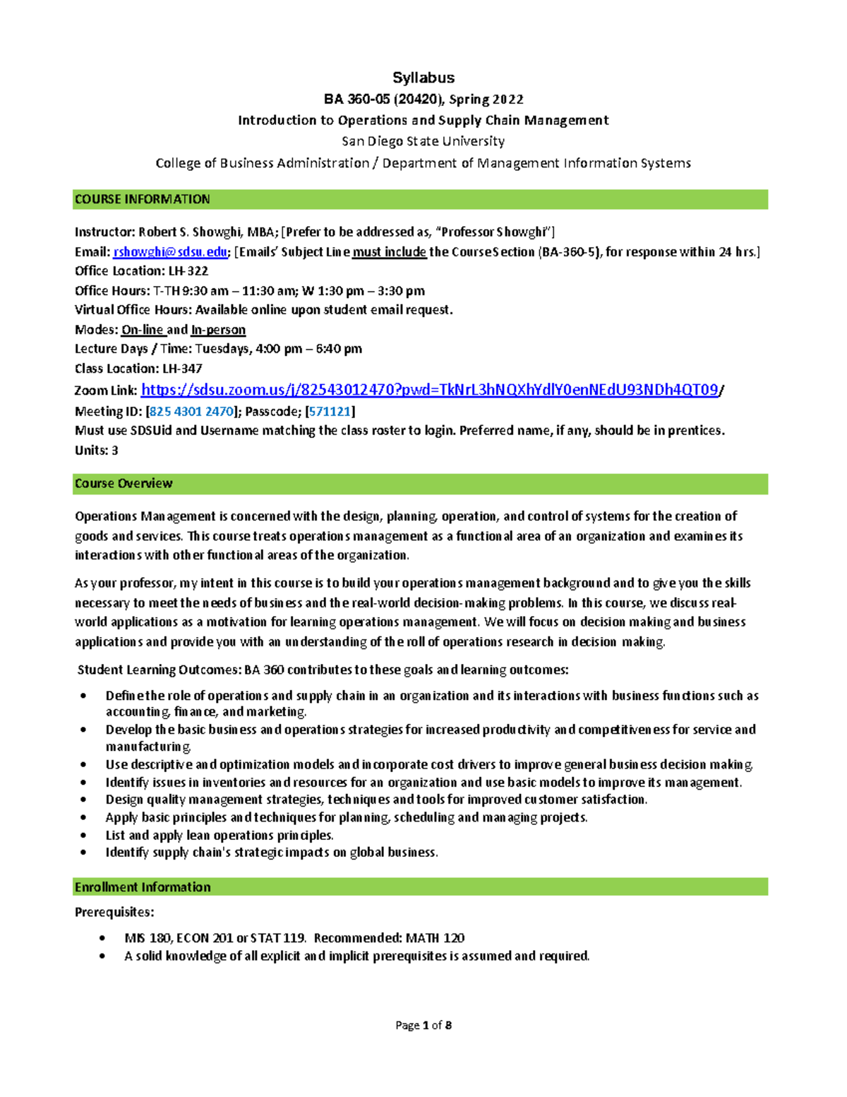 Syllabus BA-360-5-2 - Preview - Syllabus BA 360-05 ( 20420 ) , Spring 2022 Introduction to - Studocu